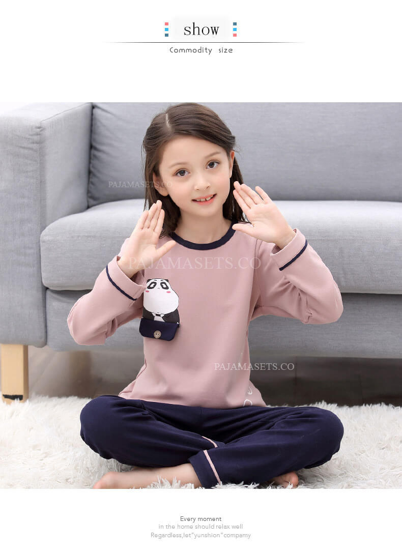 Girls Cotton print Pajama sets Spring and Autumn Long Sleeve children ...