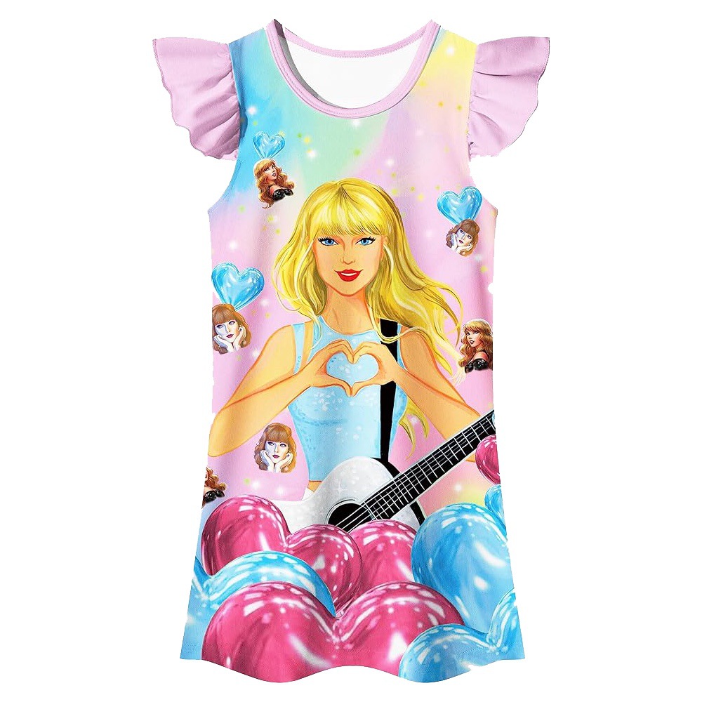 Taylor Swift Girls' Short Sleeve Pajamas Nightgown Taylor Swift Lounge ...
